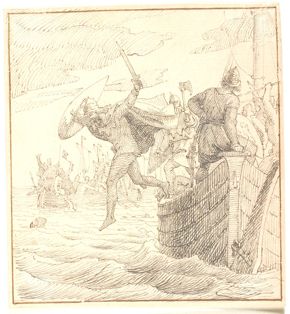 Olaf Tryggvason Jumps Overboard During The Battle of Svolder, by Lorenz ...