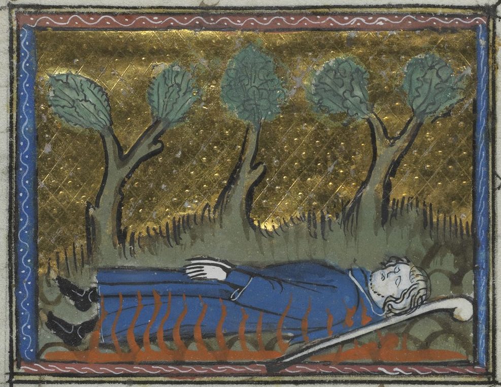Hercules On His Pyre, Illustrated c. 14th Century In A Manuscript ...
